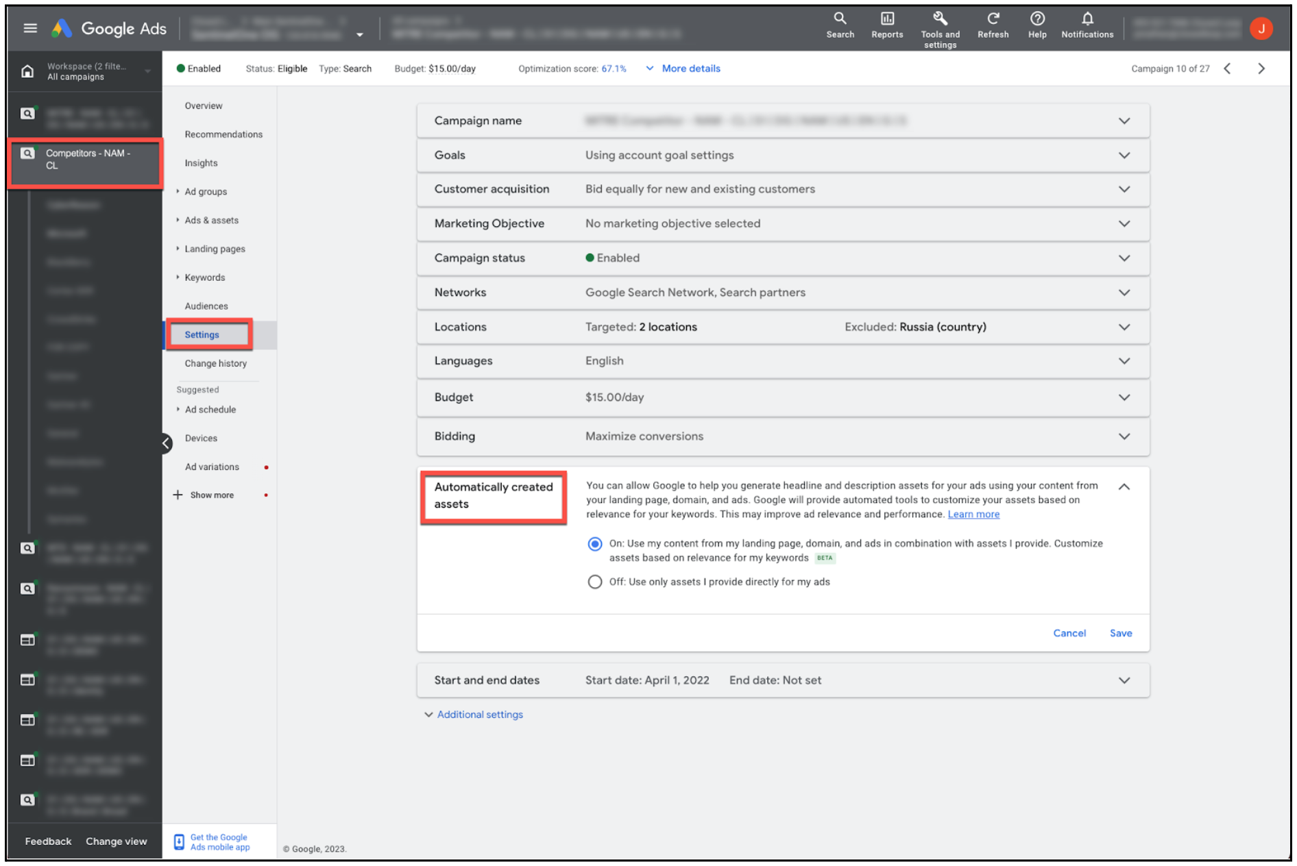 Google Ads: Automatically Created Assets - Closed Loop